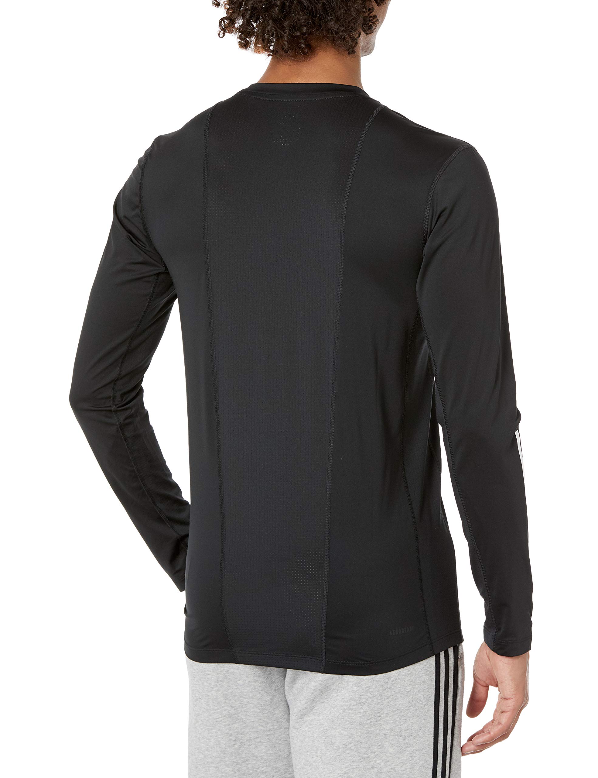 adidas mens TechFit 3-Stripes Long Sleeve French Terry Black Large