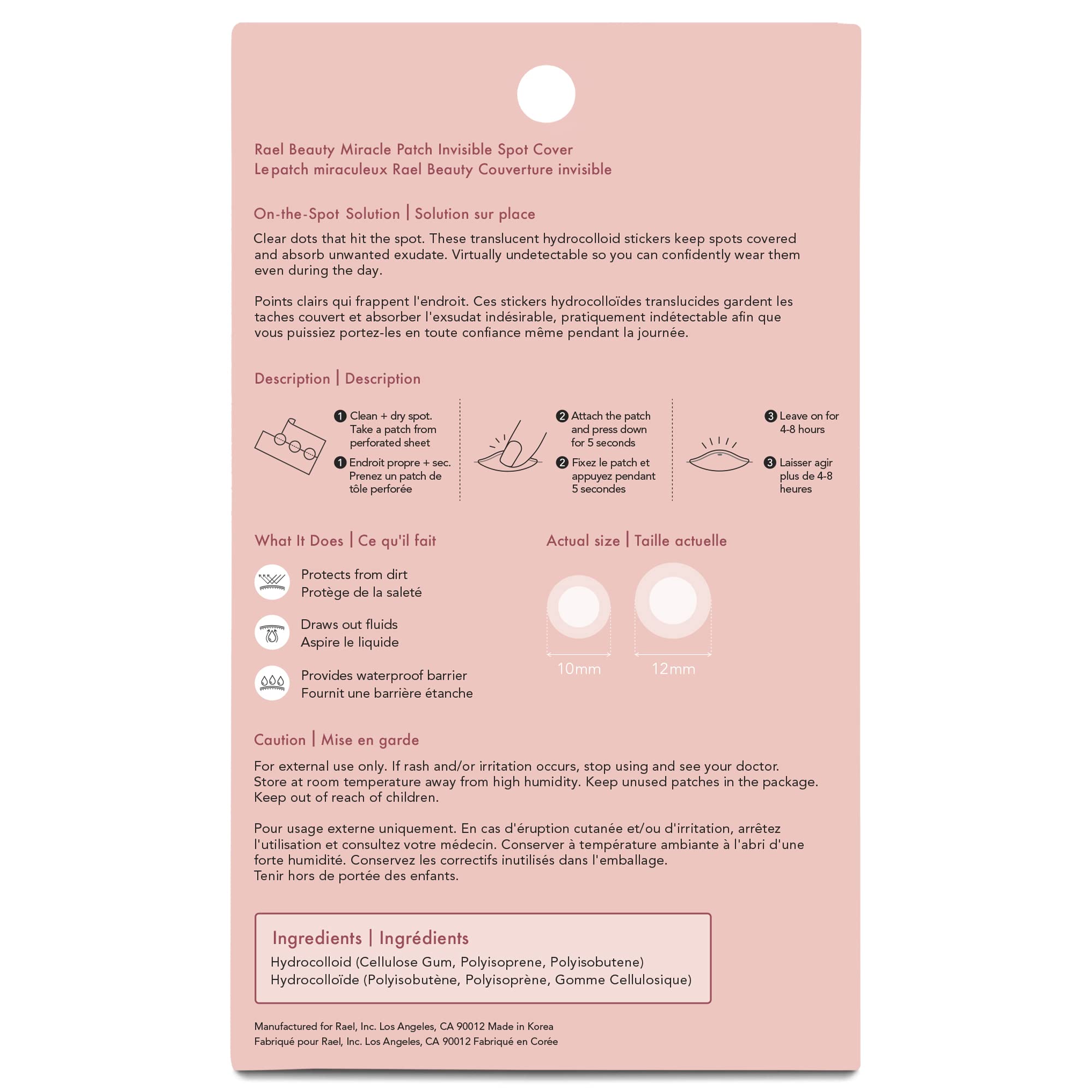 Rael Pimple Patches, Miracle Invisible Spot Cover - Hydrocolloid Acne Patch, Treatment for Breakouts, Absorbs Zits & Blemish, Korean Skin Care, 2 Sizes (72 Count)