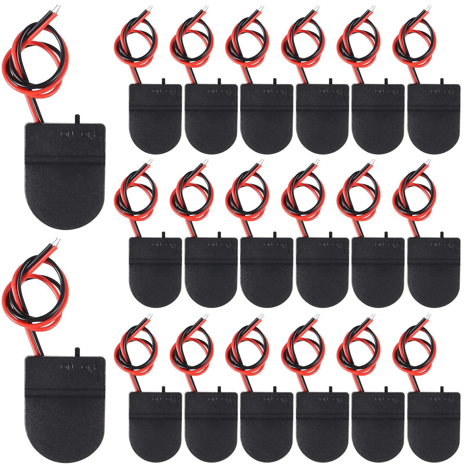 ALMOCN Button Battery Holder Coin Cell Battery Holder with Switch Battery Holder Battery Storage Boxes Cover with Leads On ON-Off Switch Socket Container 3V-Black (10pcs)