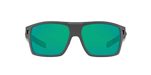Costa Del Mar Men's Diego Polarized Rectangular Sunglasses, Matte Grey/Green Mirrored Polarized-580G, 62 mm