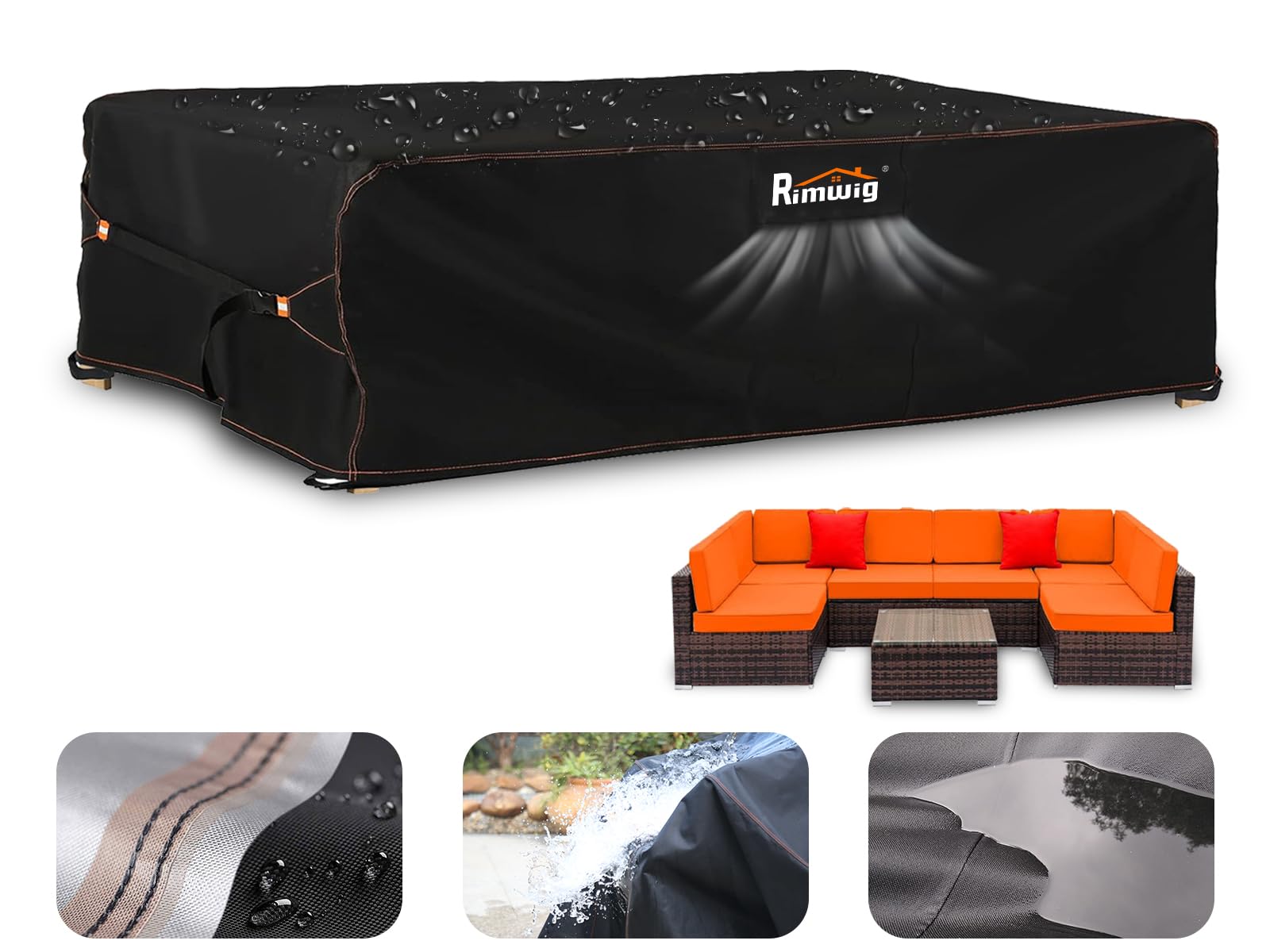 Extra large Patio Furniture Set Covers Waterproof, outdoor furniture clearance, Outdoor Sectional Sofa Couch Set Covers, Dining Table Chair Set Cover Rectangular Heavy Duty 110" L x 83" W x 28" H