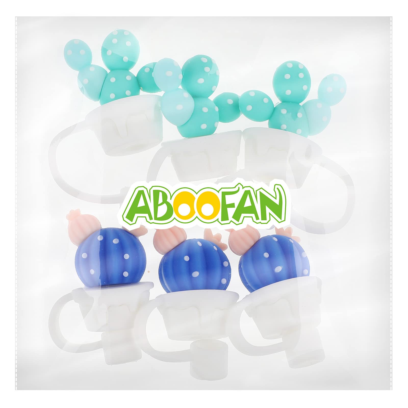 ABOOFAN 6pcs Silicone Straw Tips Cover Reusable Drinking Straw Tips Lids Cute Cactus Shape Straw Plugs for Straws