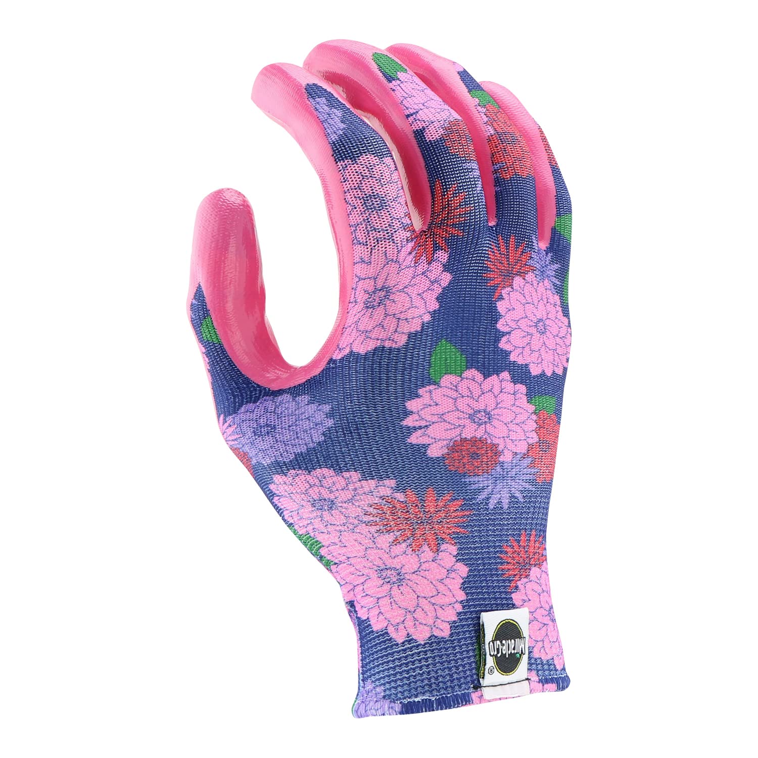 Miracle-Gro Women's Nitrile Coated Grip Floral Pattern Gardening Work Gloves 3-Pack, Extreme Comfort, Excellent Grip, Water Resistant, Pink/Purple, Medium, (MG37126/WML)