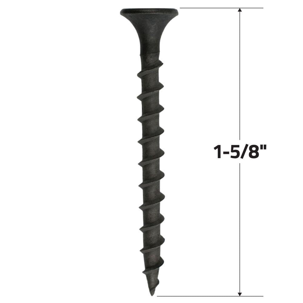 Grip Rite 158CDWS1 1-5/8-Inch 6 Coarse Thread Drywall Screw with Bugle Head, 1 Pound, Black, 200 Count