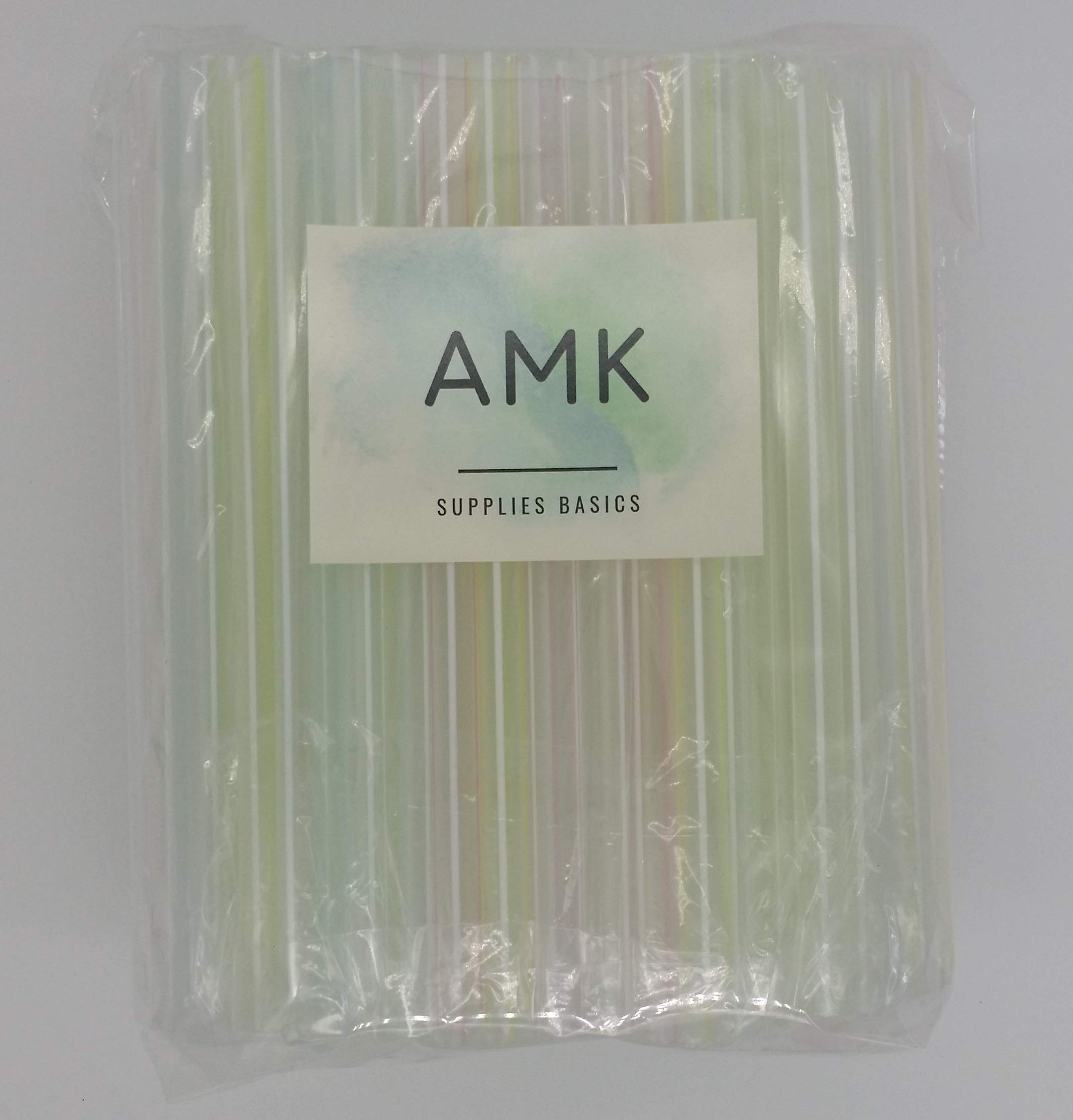 AMKL 120 Count EXTRA WIDE Fat Boba Bubble Tea Smoothie Drinking Straw 8 1/2" Striped. Plastic Rods for Tiered Cake Construction