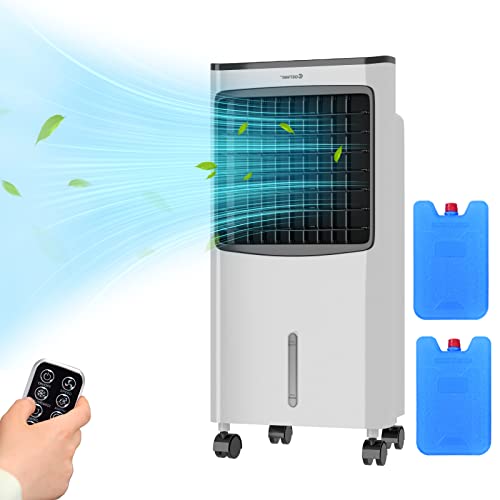 COSTWAY Evaporative Cooler, 3-in-1 Air Cooler with Remote Control, 3-Mode, 3-Speed and 7.5H Timer Function, Include Ice Boxes, Water Tank and Casters, Portable Air Conditioner for Room Home Office