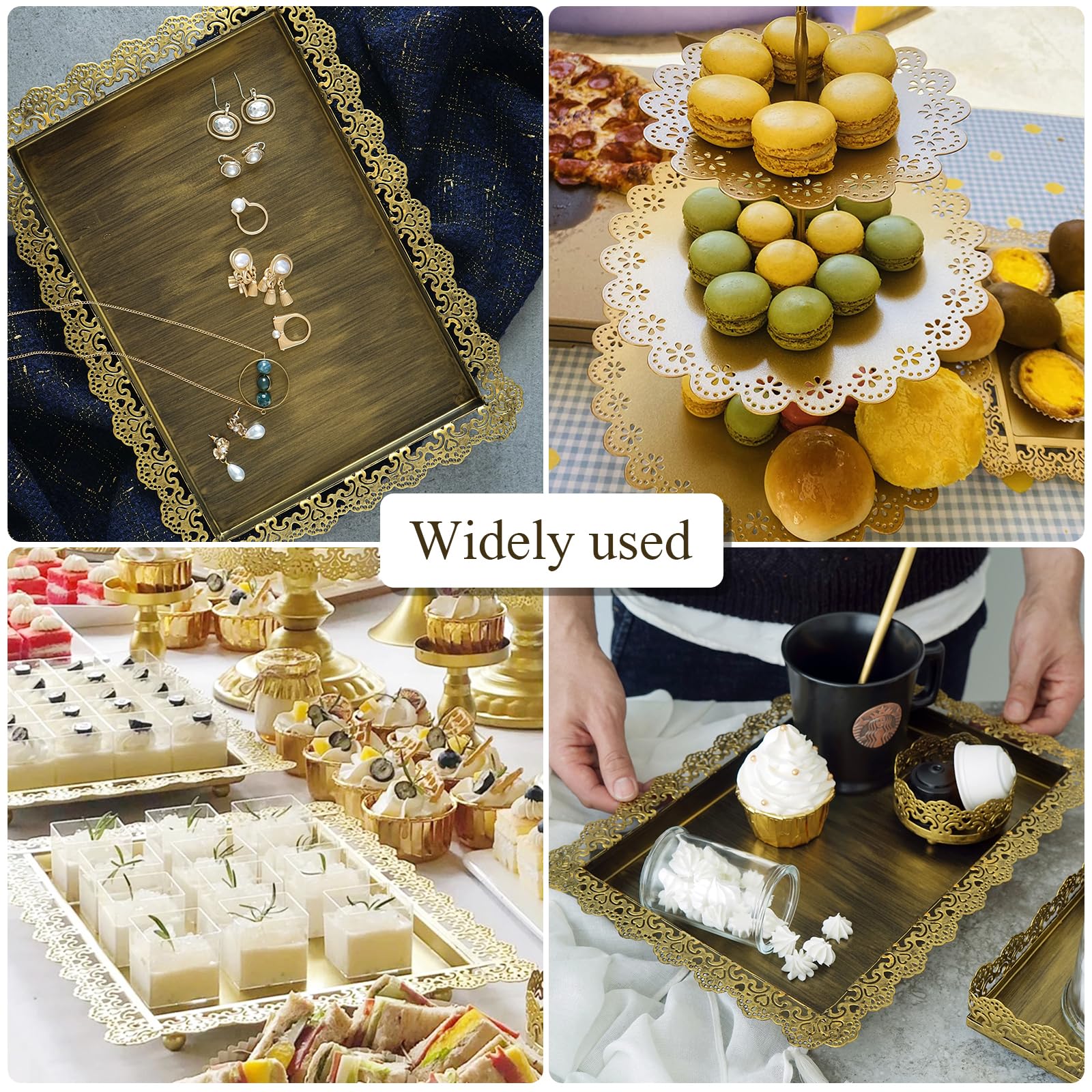 7Pcs Gold Cake Stand Set - Metal Dessert Table Display Stands - Dessert Trays - Tiered Cupcake Holder Display Plates for Tea Party Wedding Birthday Baby Shower Home Decoration (Gold)