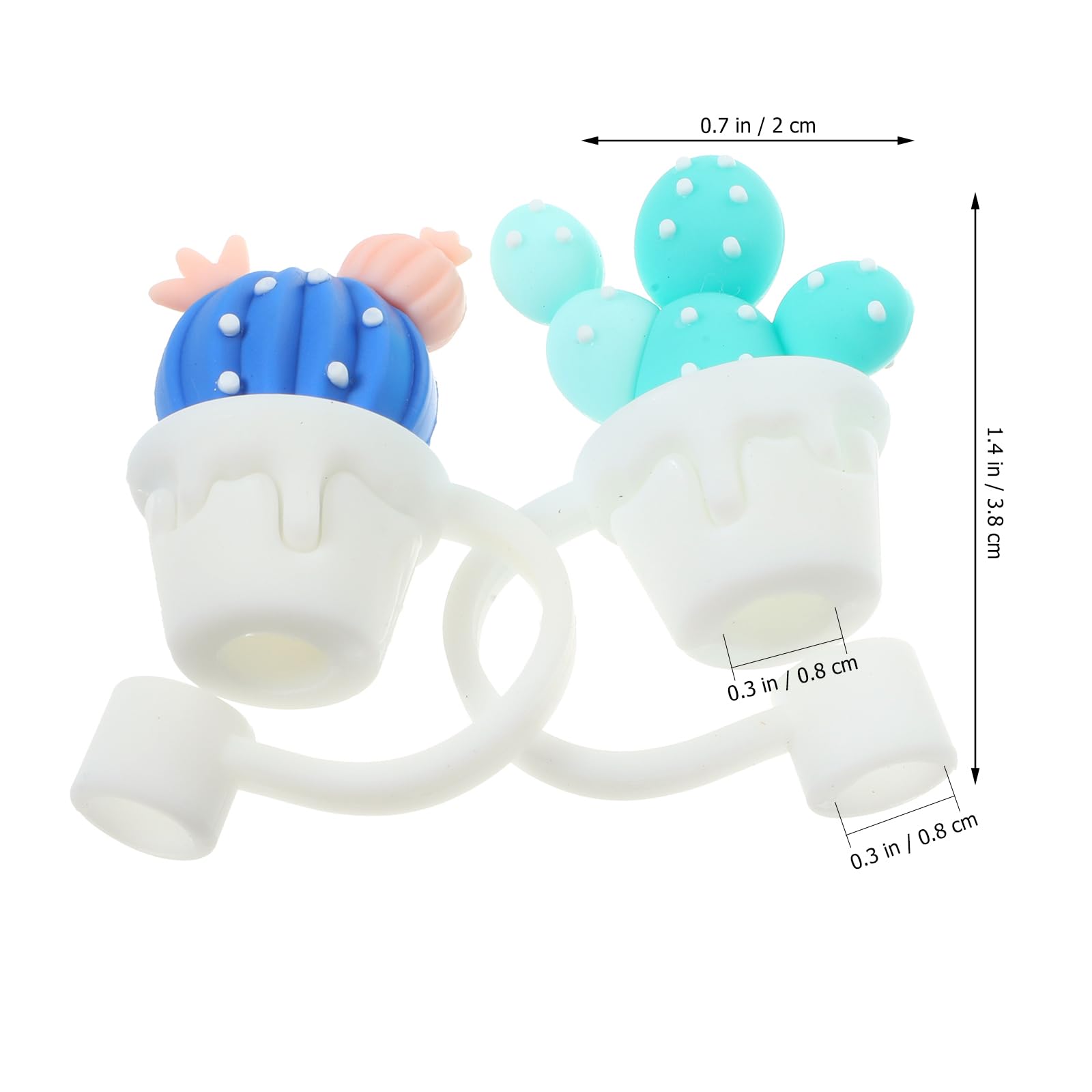 Amosfun 2pcs Silicone Straw Tips Cover - 8mm Diameter Straw Tips Lids Cactus Shape Straw Tips Cover Straw Plug Drinking Cap for Home Kitchen Accessories