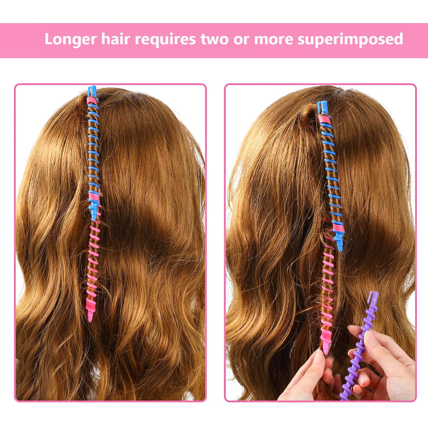 WILLBOND 100 Pcs Spiral Perm Rods Heatless Curls Overnight for Hair Rollers Curlers Plastic Spiral Curl Rods Perm Wave Curlers Kit for Long Hair Women Styling Hairdressing Salon Tool