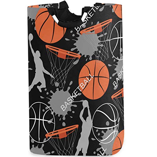 visesunny Collapsible Laundry Basket Basketball Sports Abstract Large Laundry Hamper Oxford Fabric Dirty Clothes Toy Organizer with Handle for Bathroom Bedroom Kids Room Dorm