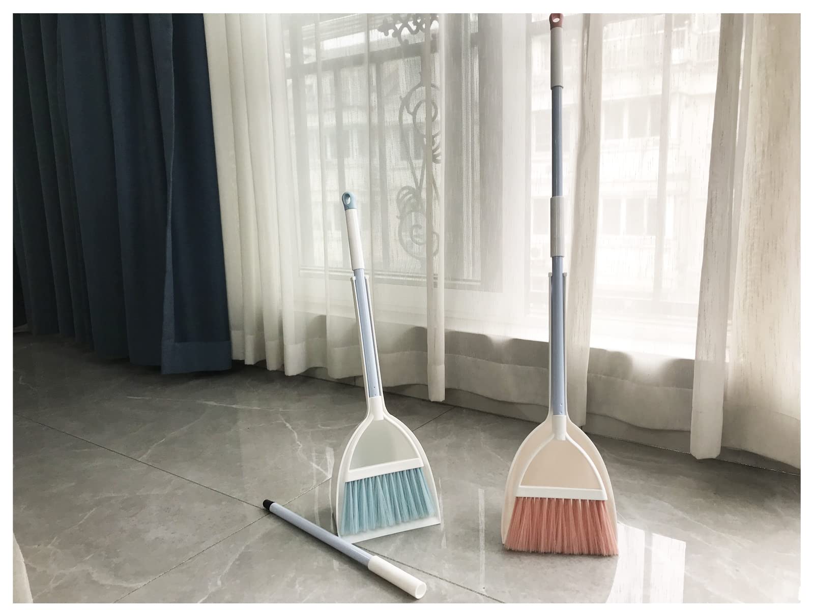 BSMstone Kids Broom and Dustpan Set-Mini Dustpan and Broom for Children Housekeeping Pretend Play Cleaning Tools Set (Blue)