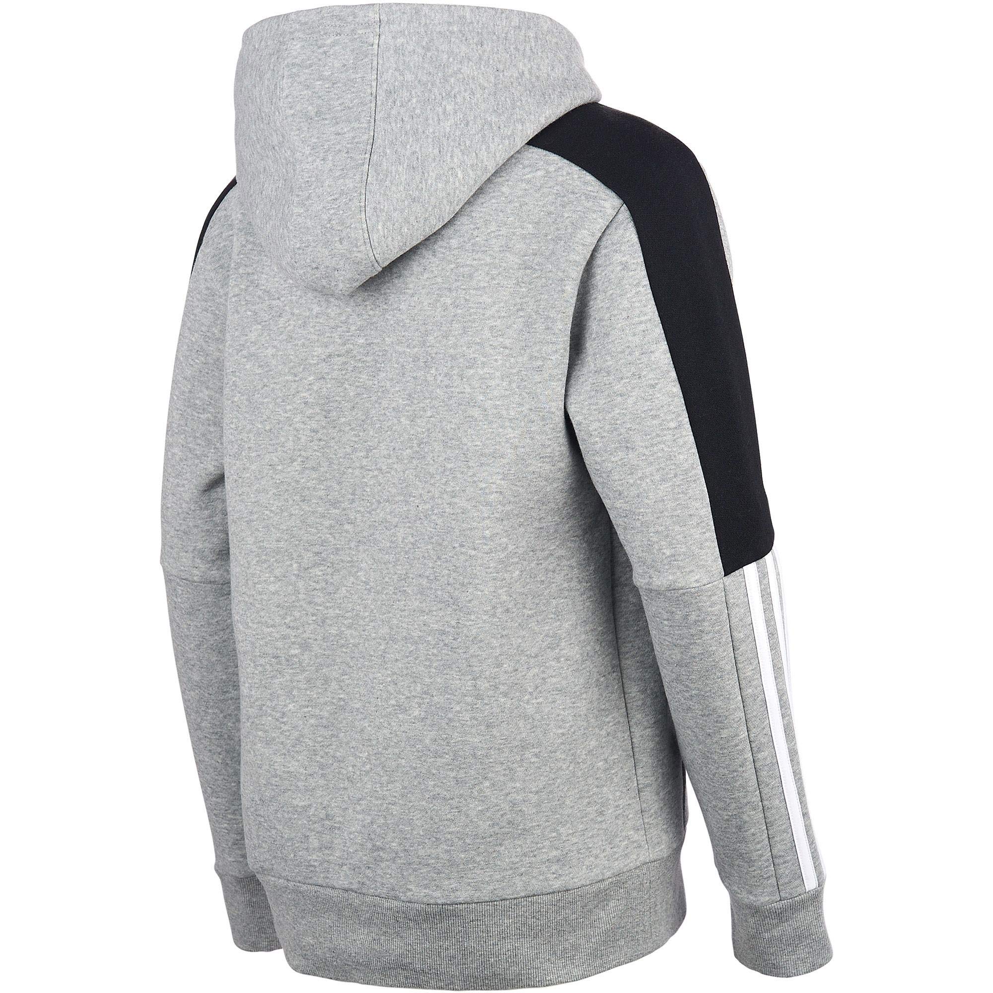 adidas Boys' Fleece 3-Stripe Hoodie (Medium, Grey Heather Black)