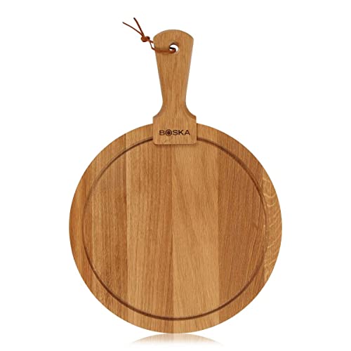 Boska Wooden Serving Cheese Round Board - Holland Life Best For Cheese, Tapas, Bread, and Desserts Presentation - Board Slab with Non-Slip Feet - Cutting and Charcuterie Board