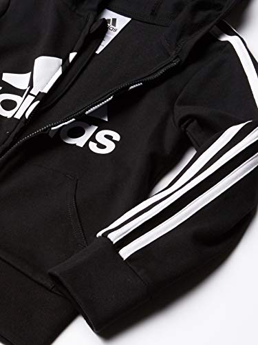 adidas Boys' Li'l Sport Fleece Zip Front Hoodie & Jogger Active Clothing Sweatsuit Set, Essentials Black, 5