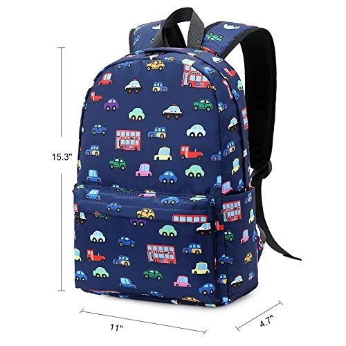 CAMTOP Backpack for Kids Boys Preschool Backpack with Lunch Box Toddler Kindergarten School Bookbag Set (Y057-2 Navy Blue/Car)