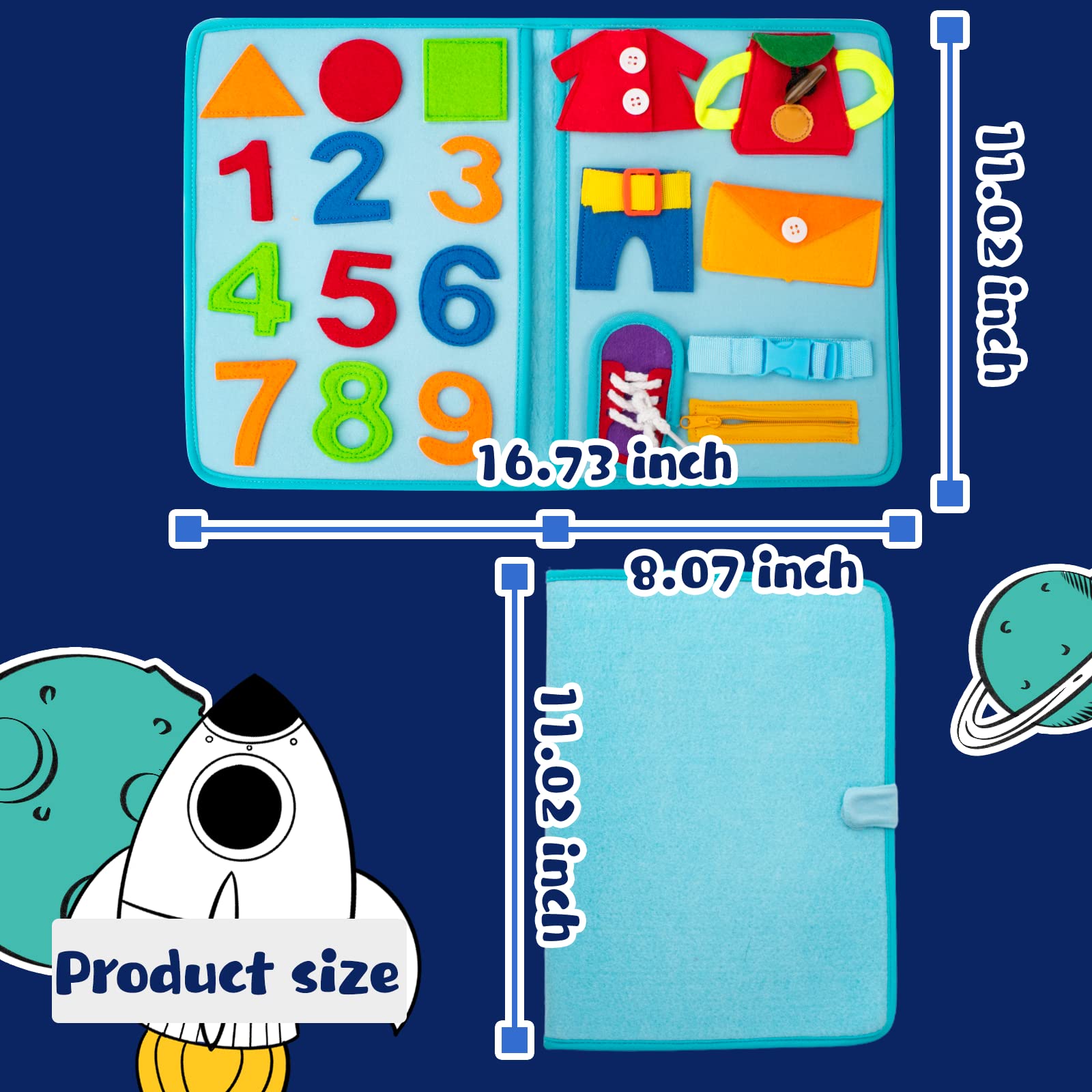 COVTOY Busy Board Montessori for 1-2 Year Old, Developing Fine Motor Skills and Basic Skills, 19-in-1 Educational Sensory Board for Toddler Toys Age 1-2, Birthday Gifts for Kids