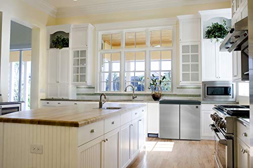 RCA RFR551-5.5 Cu. Ft. - Side by Side 2-Door - Compact Refrigerator/Freezer - Temperature Control - Stainless,Silver