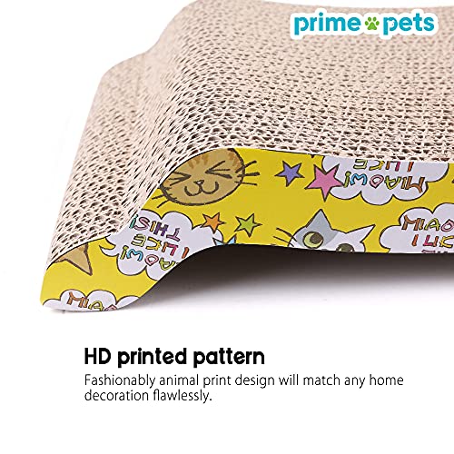 PrimePets Cat Scratching Board, 2 Pack Cat Scratcher Cardboard, Cat Scratch Pad for Indoor Cats, Cat Scratcher Couch Lounge Sofa Bed, Reversible Corrugated, Catnip Included