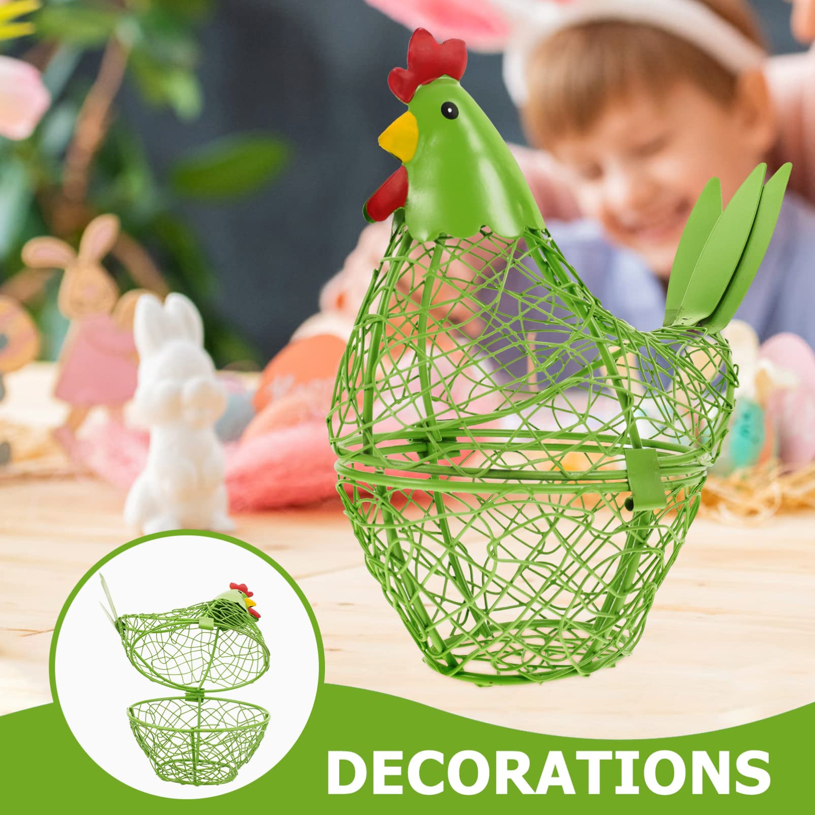 Amosfun Hen Egg Basket Farmhouse Eggs Baskets Metal Wire Egg Baskets Egg Basket Chicken Egg Wire Basket Egg Storage Basket Creative Egg Baskets Candy Bowl Iron Old Fashioned Dispenser
