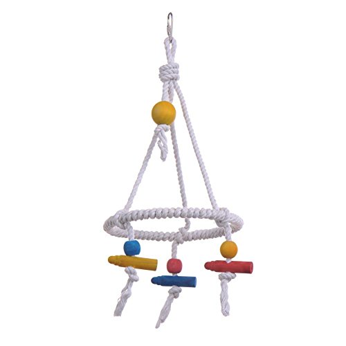 Hypeety Pet Bird Parrot Swing Hanging Toy Parakeet Budgie Cockatiel Cage Hammock Swing Toy Round Cotton Rope Tri Toy Hanging Toy