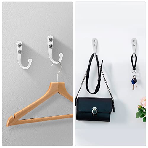 BokWin 20PCS White Wall Mounted Coat Hooks Single Coat Hanger,Mug Hooks Rustproof Wall Hooks for Towel Hat Key Bag on Bathroom, Kitchen, Livingroom