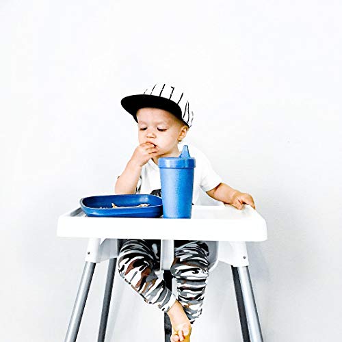 Re Play Made in USA 2pk Toddler Feeding No Spill Sippy Cups with 1 Piece Silicone Easy Clean Valve, BPA Free Eco Friendly Heavyweight Recycled Milk Jugs, Virtually Indestructible, Lime & Sky Blue