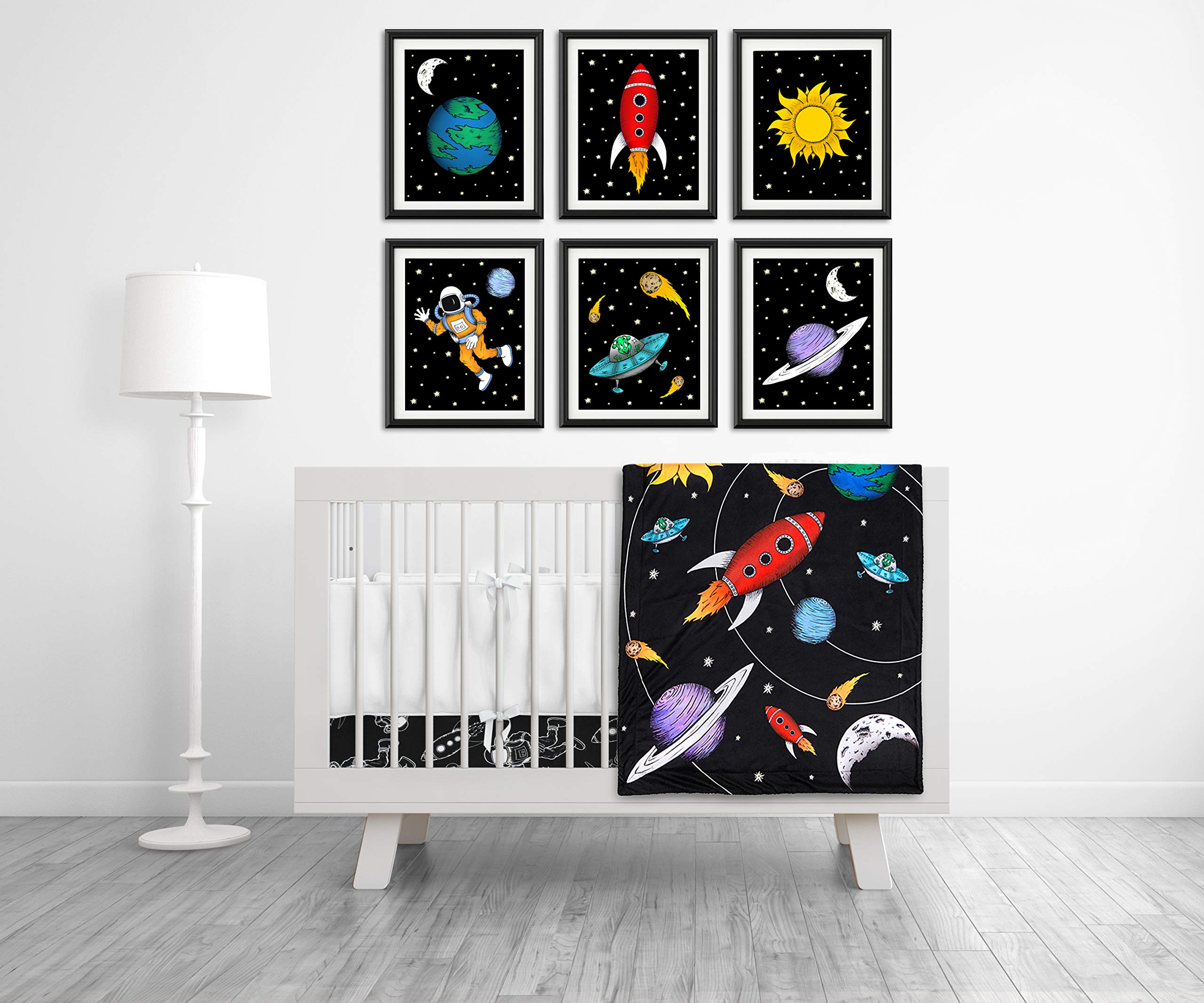 Jaxson's World Outer Space Theme | Minky Fleece Baby Blanket