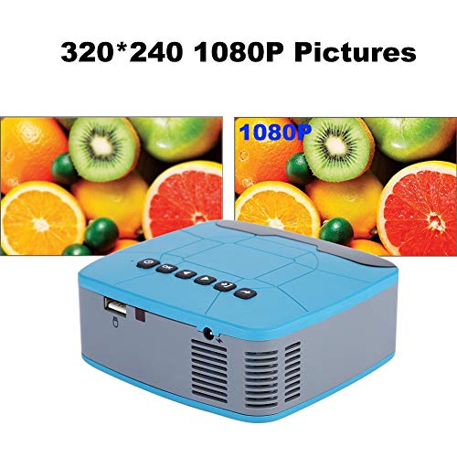 500lm LCD 1080P HD Micro Projector Video Projector Large Screen Portable Projector with Optical Trapezium Adjustment Home Theater Effect/ No Hurt to Eyes(US PLUG)