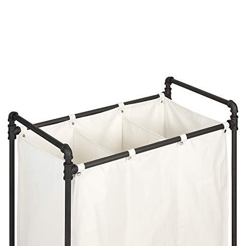 Real Home Innovations 028-28003 Modern Industrial Style 3 Section Laundry Sorter, 33.24β W x 17.10β D x 30.50βH, Satin Pewter