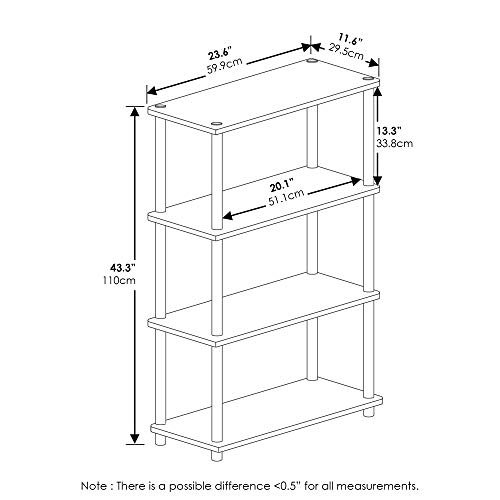 Furinno (99557LC/BK) Turn-N-Tube 4-Tier Multipurpose Shelf Display Rack - Light Cherry/Black