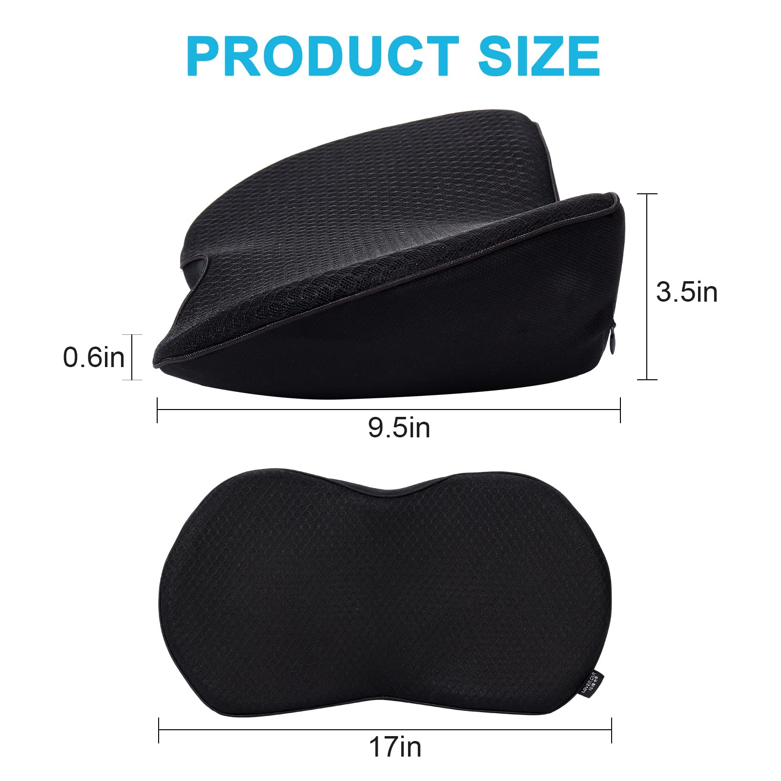 ALMEIOSE Car Seat Cushion, 4D Memory Seat Cushion , Mini Lumbar Support Pillow- Car Seat Cushions for Driving - Road Trip Essentials for Drivers (Black)