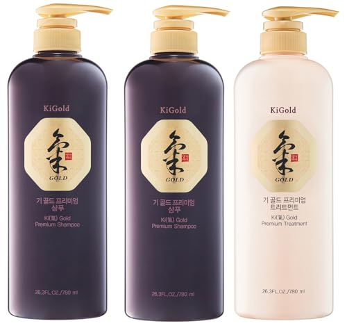 Daeng Gi Meo Ri- Ki Gold Premium Special Set 3 Pack [Shampoo x2, Treatment x1], Promoting Hair Growth, Effectively Moisture to Dry and Rough Hair, No Artificial Color