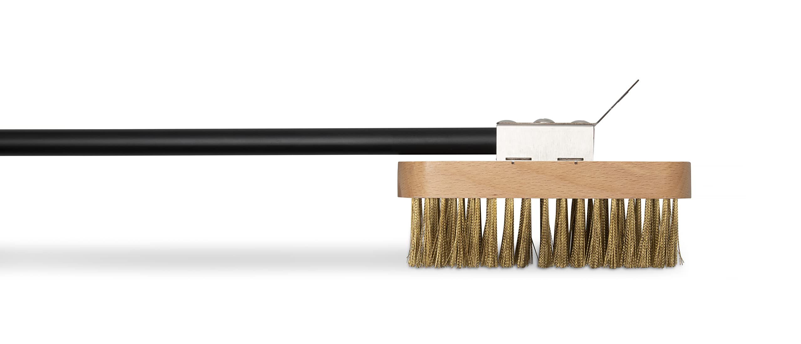 Unikk. Pizza Oven Brush with Scraper β 35β Long Adjustable Heavy Duty Aluminum Handle - Brass Bristles Brush for Pizza Stone with Grater and Screwdriver
