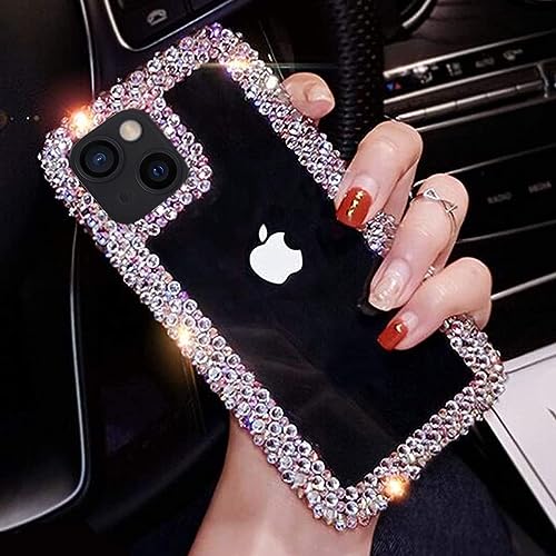 Bonitec Compatible with iPhone 14 Plus Case for Women Girls 3D Glitter Sparkle Bling Case Luxury Shiny Cute Crystal Charms Rhinestone Diamond Bumper Clear Protective Cases Cover Clear