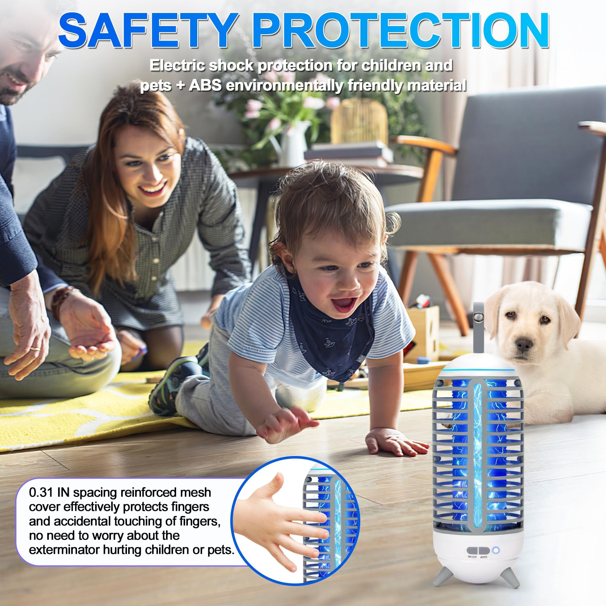 Bug Zapper,Wireless Mosquito Killer Lamp, Indoor and Outdoor Mosquito Killer Lamp, Rechargeable 2 in 1, Suitable for Patio, Home, Backyard, Yard, Garden, Campsite (Blue)