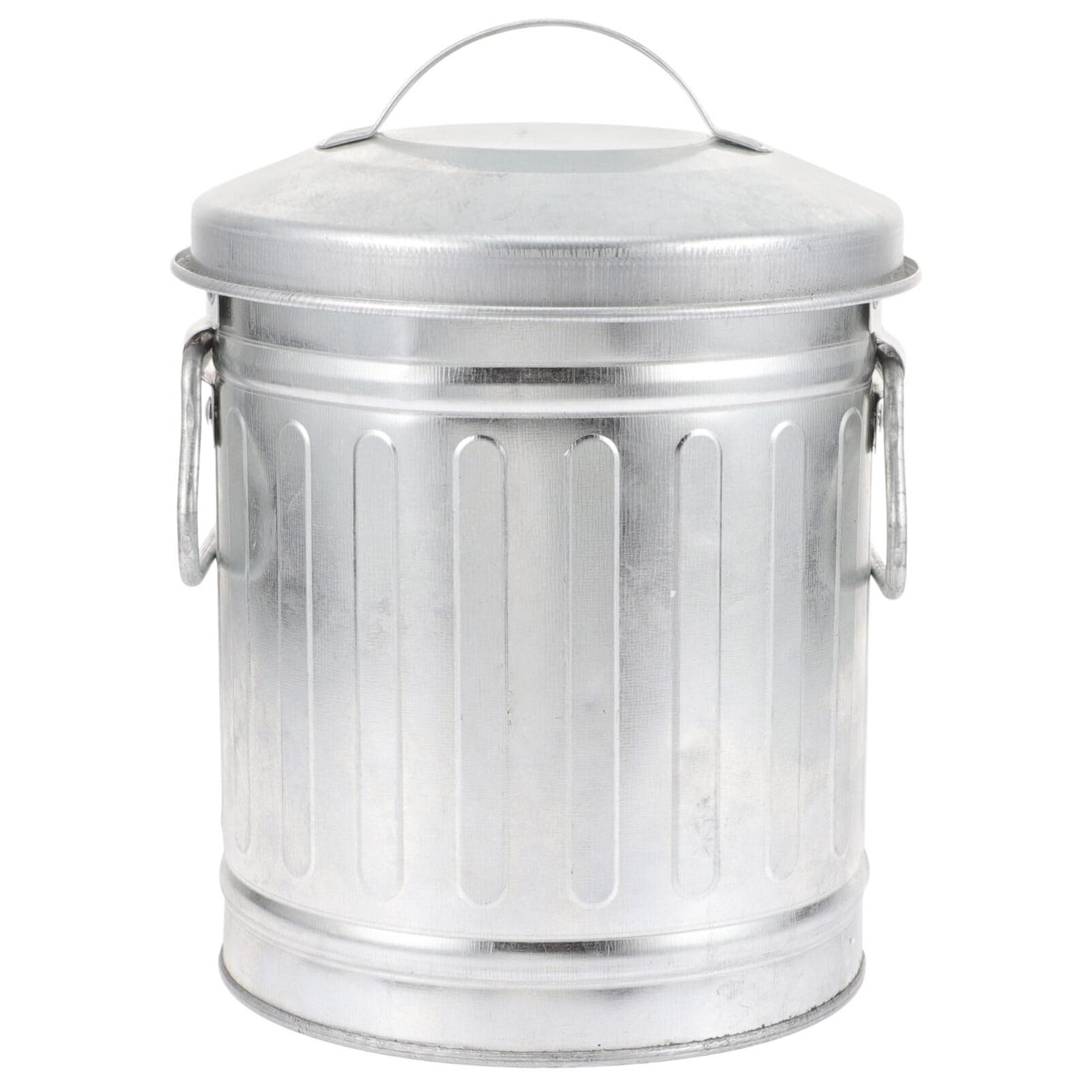 Cabilock Ash Bucket with Lid Galvanized Metal Canister Dry Food Storage Container Mini Trash Can Wastebasket Iron Fireplace Charcoal Bucket Ash Can Pen Holder for Stove B