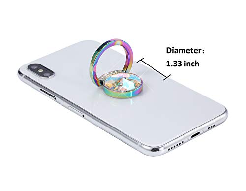 lenoup Iridescent Glitter Bling Bling Phone Ring Holder,Sparkle Phone Ring Artificial Diamond Stand,Rhinestone Cell Phone Finger Ring(Rainbow)