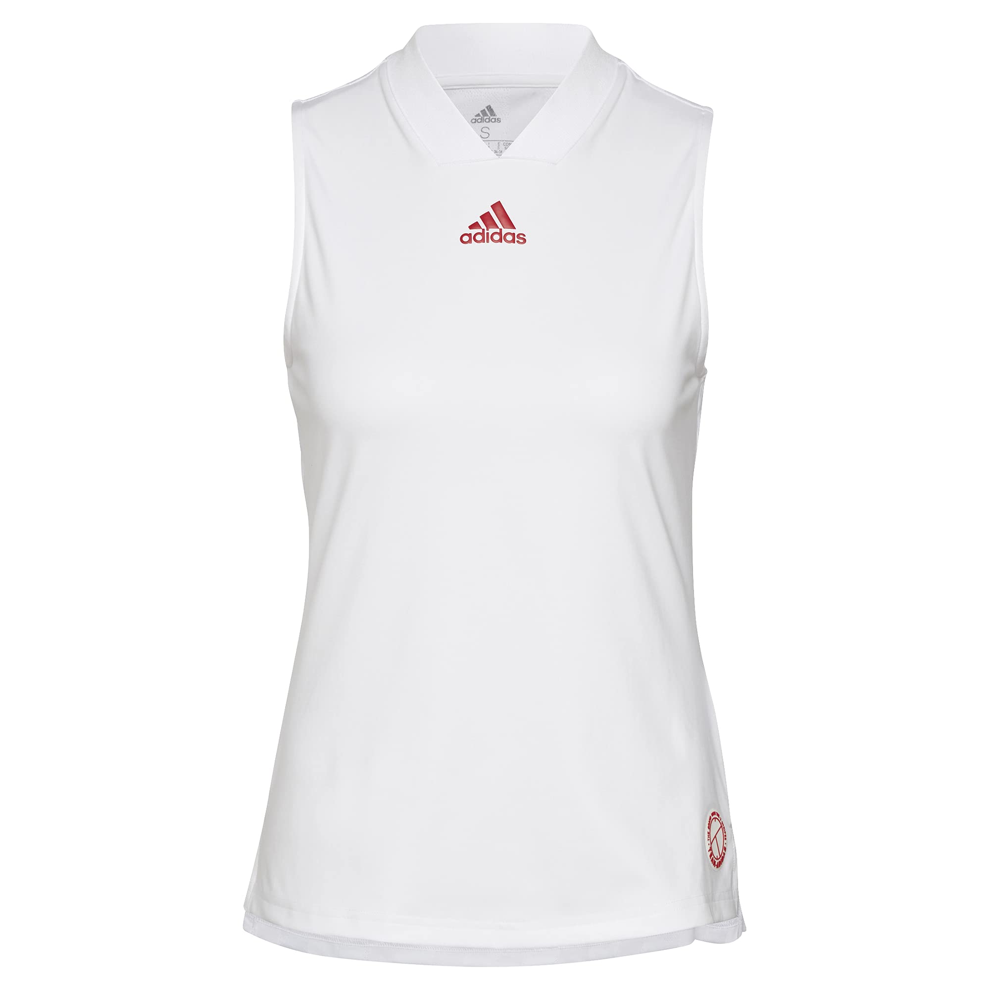 adidas Female Engineered Aeroready Tennis Match Tank,White/Scarlet,S