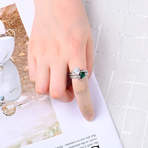 AllenCOCO White Gold Plated CZ Promise Ring for Her Couples Eternity Matching Heart Wedding Band Ring for Women Engagement Rings