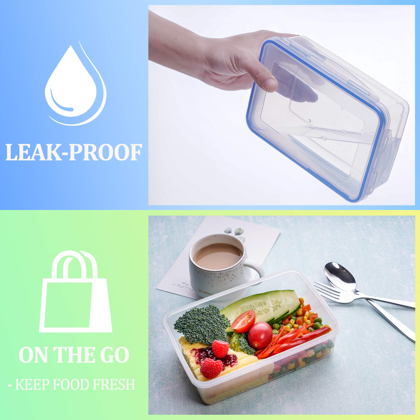 44 Pcs Large Food Storage Containers Set,Airtight Plastic Food Containers with Snap Lids,Leak Proof Food Containers with Lids,Plastic Storage Containers with Lids,Lunch&Leftover Storage Bowl-BPA Free