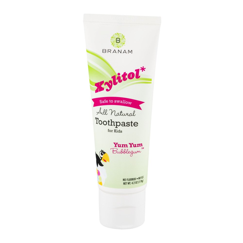 Branam Oral Health Xylitol Toothpaste for Kids, Yum Yum Bubblegum, 4.2 oz (Pack of 4)