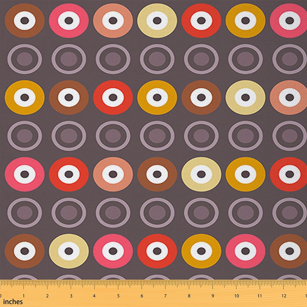 Colorful Polka Dot Upholstery Fabric, Geometric Circle Fabric by The Yard, Retro Modern Art Decorative Fabric, Black Dot Waterproof Outdoor Fabric, DIY Upholstery and Home Accents, 2 Yards