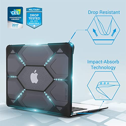 IBENZER Compatible MacBook Air 13 Inch Case A1466 A1369, Heavy Duty Protective Hard Shell Case Cover for Apple Mac Air 13 Old Version 2017 2016 2015 2014 2013 2012 2011 2010, Black, HA13CYBK
