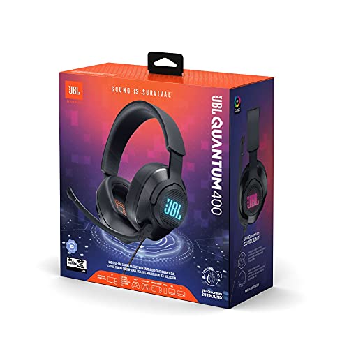 JBL Quantum 400 - Wired Over-Ear Gaming Headphones with USB and Game-Chat Balance Dial - Black