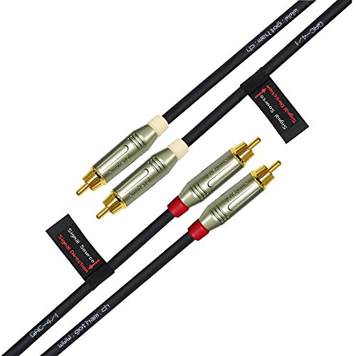 8 Foot RCA Cable Pair - Gotham GAC-4/1 (Black) Star-Quad Audio Interconnect Cable with Amphenol ACPR Die-Cast, Gold Plated RCA Connectors - Directional