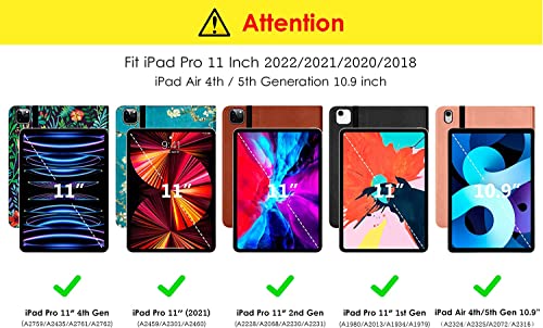 Case for iPad Pro 11 Inch 4th/3rd/2nd/1st Generation 2022/2021/2020/2018, Multi-Angle Smart Stand Cover Auto Sleep/Wake Fit iPad Air 4/5,Color Flame Soccer