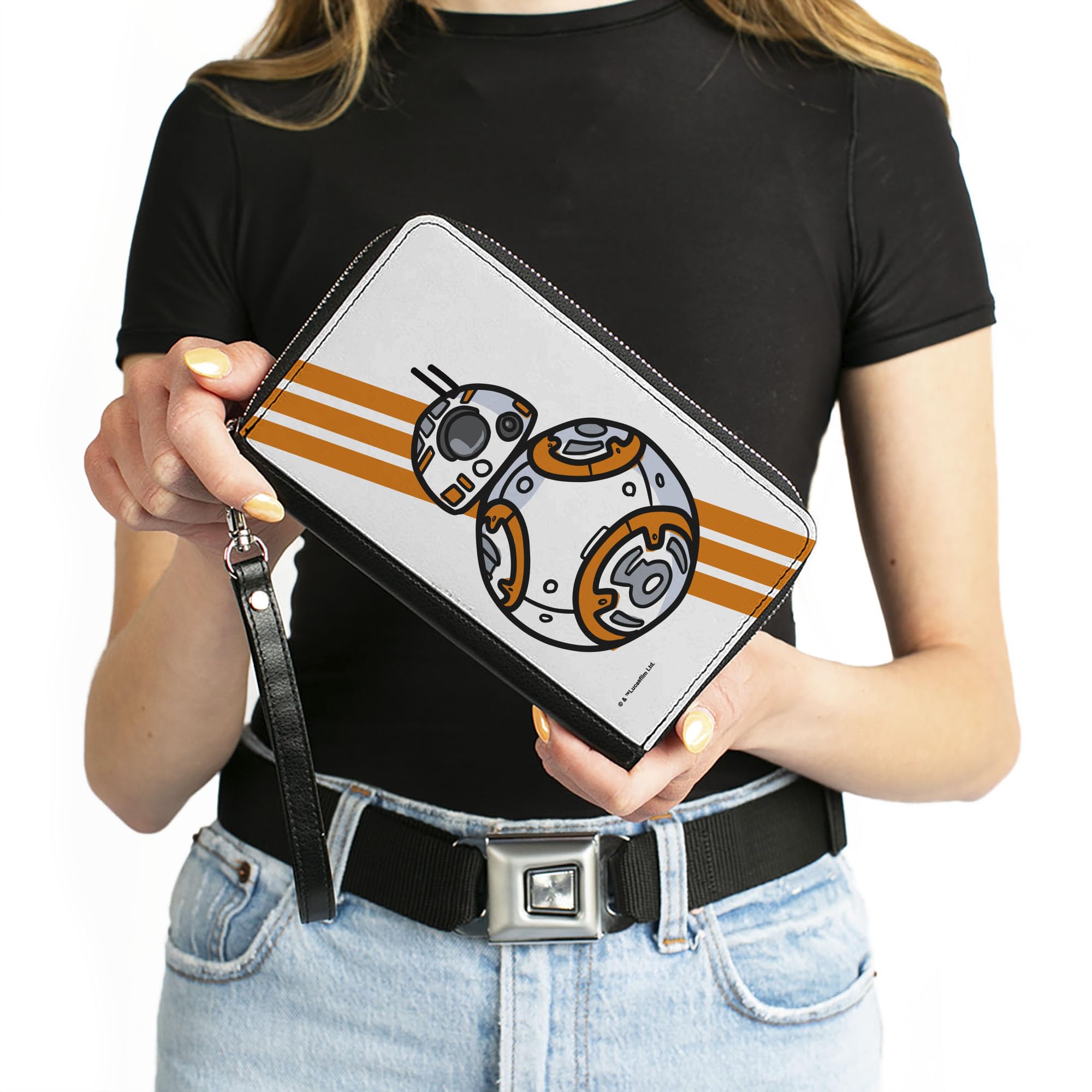Buckle-Down Women's PU Zip Around Wallet Rectangle-Star Wars BB-8, 7.5"x4.5"