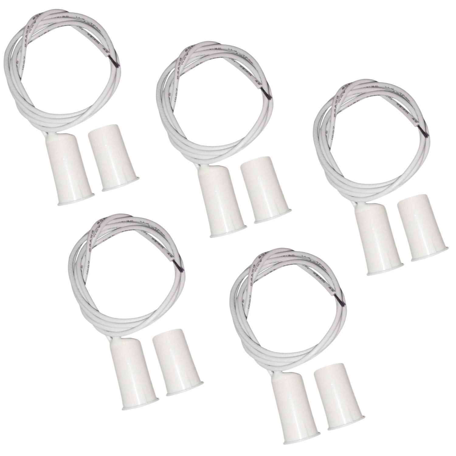 Xiaoyztan 5 Sets Recessed Electromagnetic Reed Switch Window Door Contact Sensor Alarm for Office Home Security System