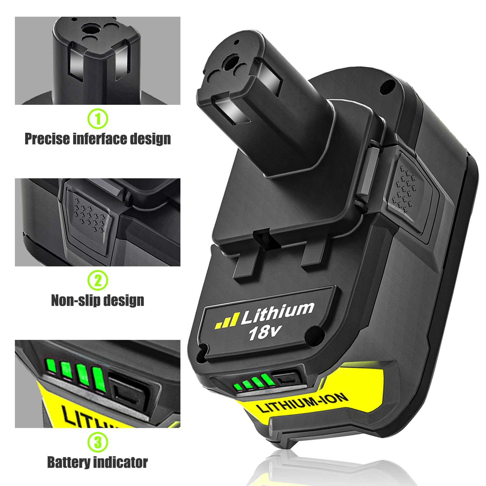 Amsbat 2 Packs 6.0Ah Replacement for Ryobi 18V Battery Lithium 18 Volt Battery P102 P104 P105 P107 P108 P109 P190 P122 Cordless Power Tools [Upgraded to 6.0Ah](Yellow)
