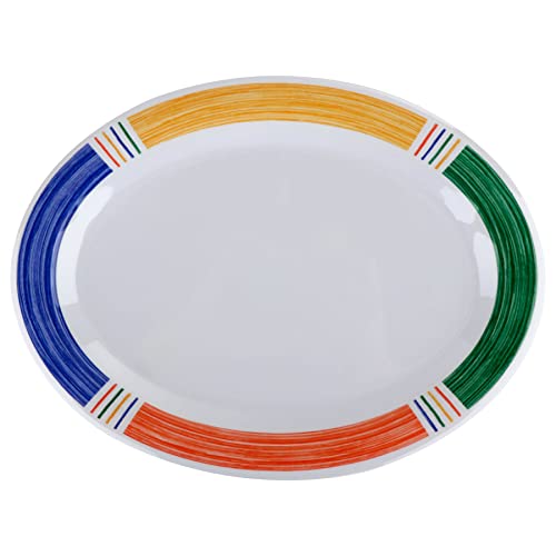 G.E.T. OP-120-AV Melamine Oval Serving Platter / Dinner Plate, 12" x 9", Diamond Barcelona (Set of 12)